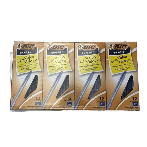 BIC | Office | Bic Round Stic Pens 4 Boxes New Blue Ink 2 Pens Per Box ...